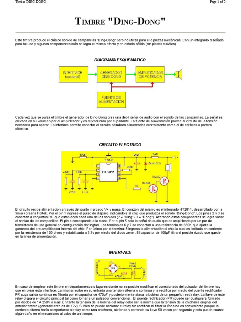 Timbre Ding Dong PDF | PDF | Rectificador | Relé