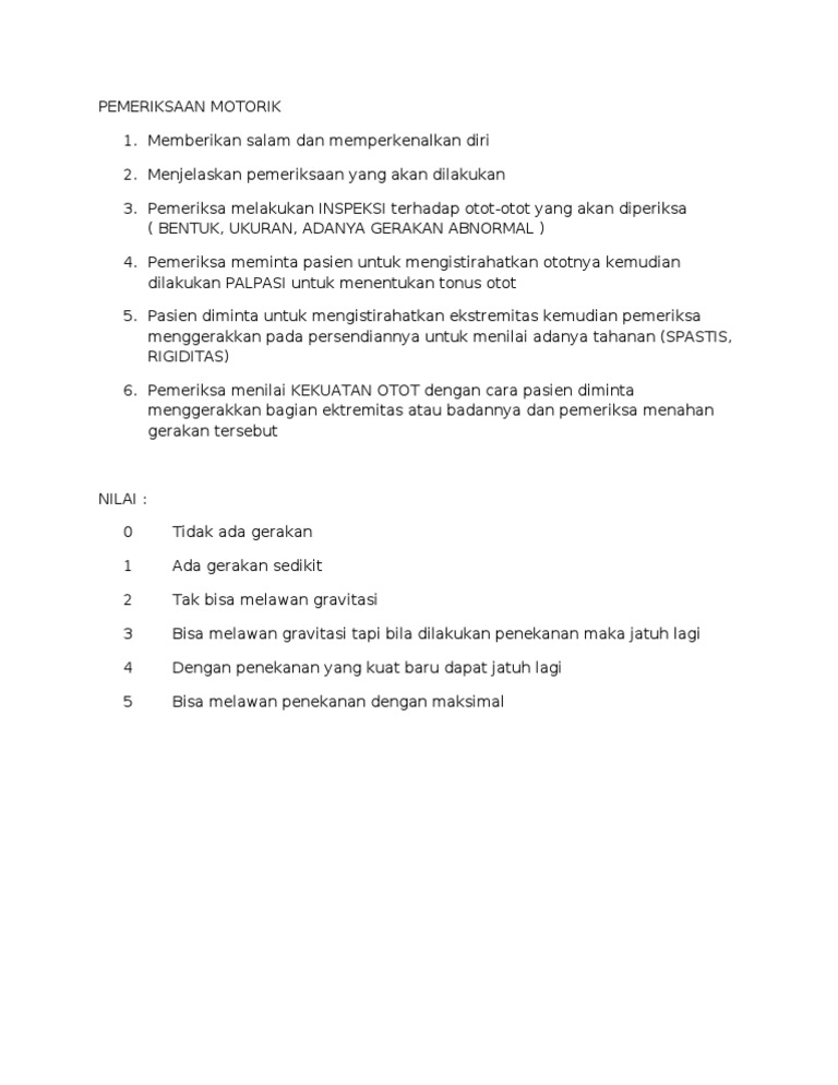Pemeriksaan Motorik | PDF
