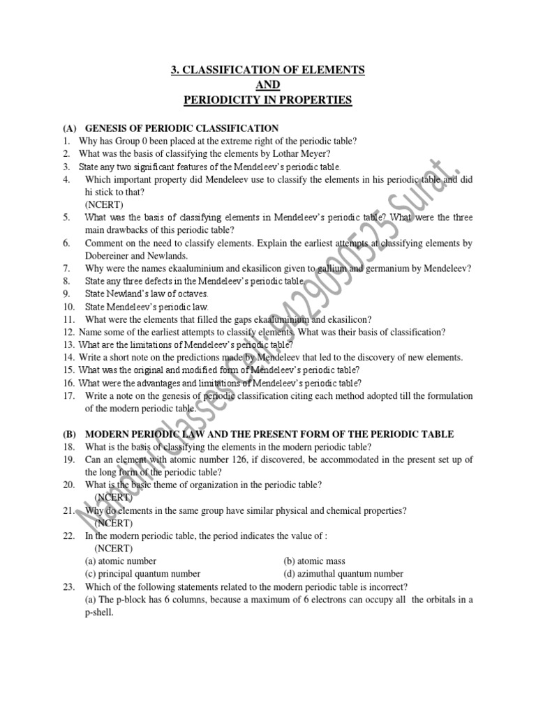 Xi Chem Chapt3 PEriodic Properties of Elements Worksheet | PDF ...