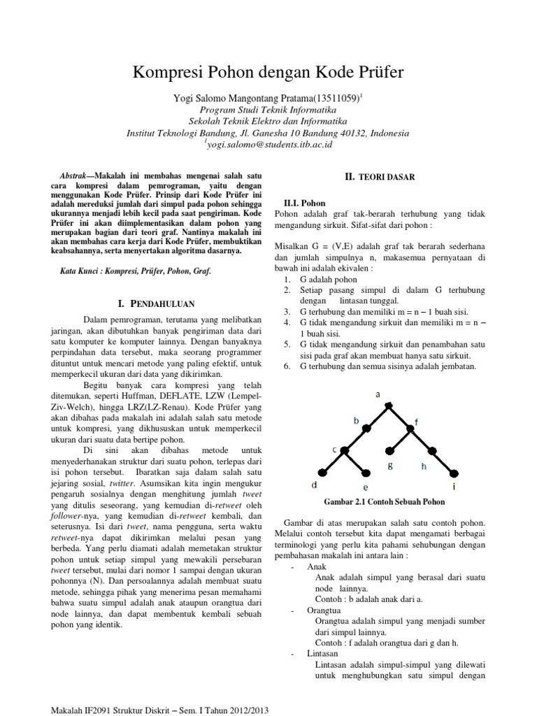 Tree Compression With Prufer Code | PDF | Komputer