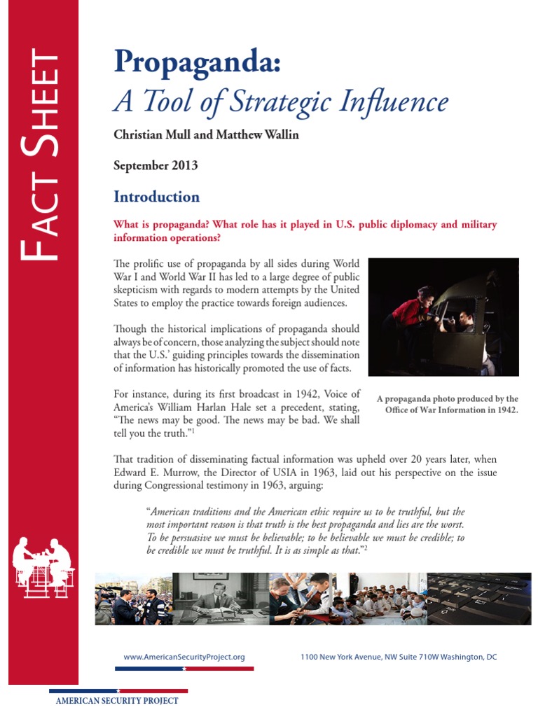 FACT SHEET - Propaganda: A Tool of Strategic Influence | PDF ...
