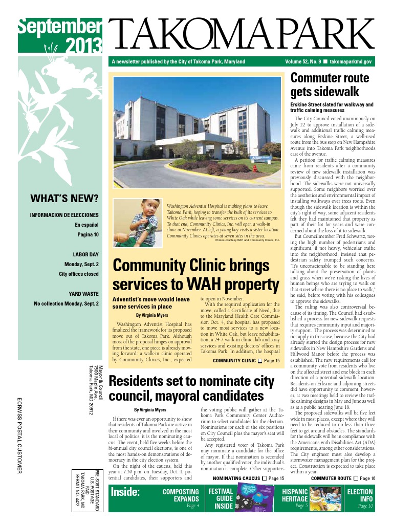 Takoma Park Newsletter - September 2013 | PDF | Leasehold Estate | Landlord