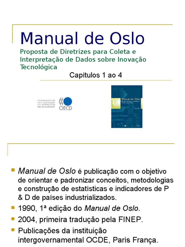 Manual de Oslo - Cap 1 A 4 | PDF | Pesquisa e desenvolvimento | Inovação
