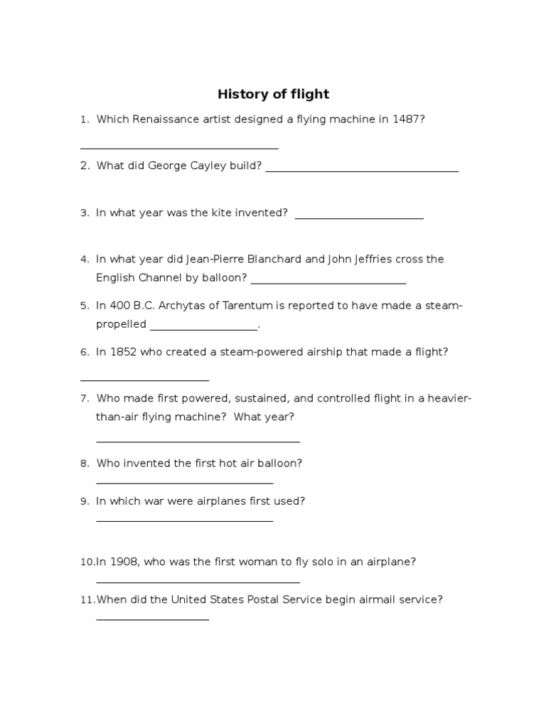 Key Milestones in Aviation History | PDF