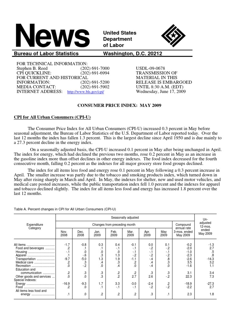 United States Department of Labor Bureau of Labor Statistics Washington ...