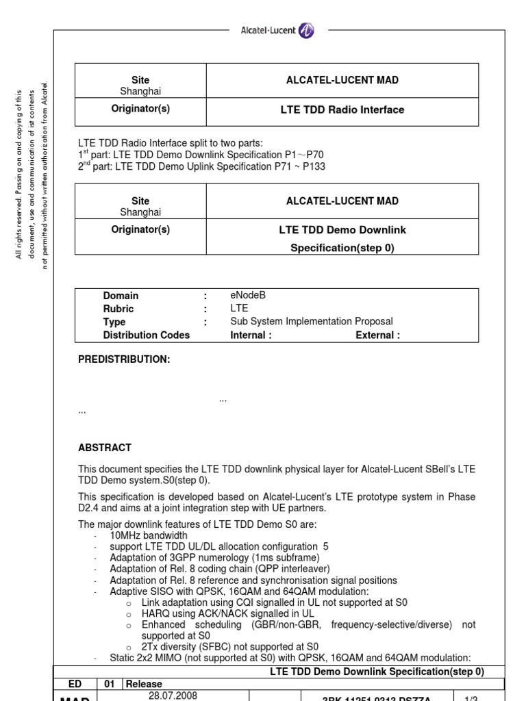 Lte Tdd Radio Interface Pdf Duplex Telecommunications Modulation
