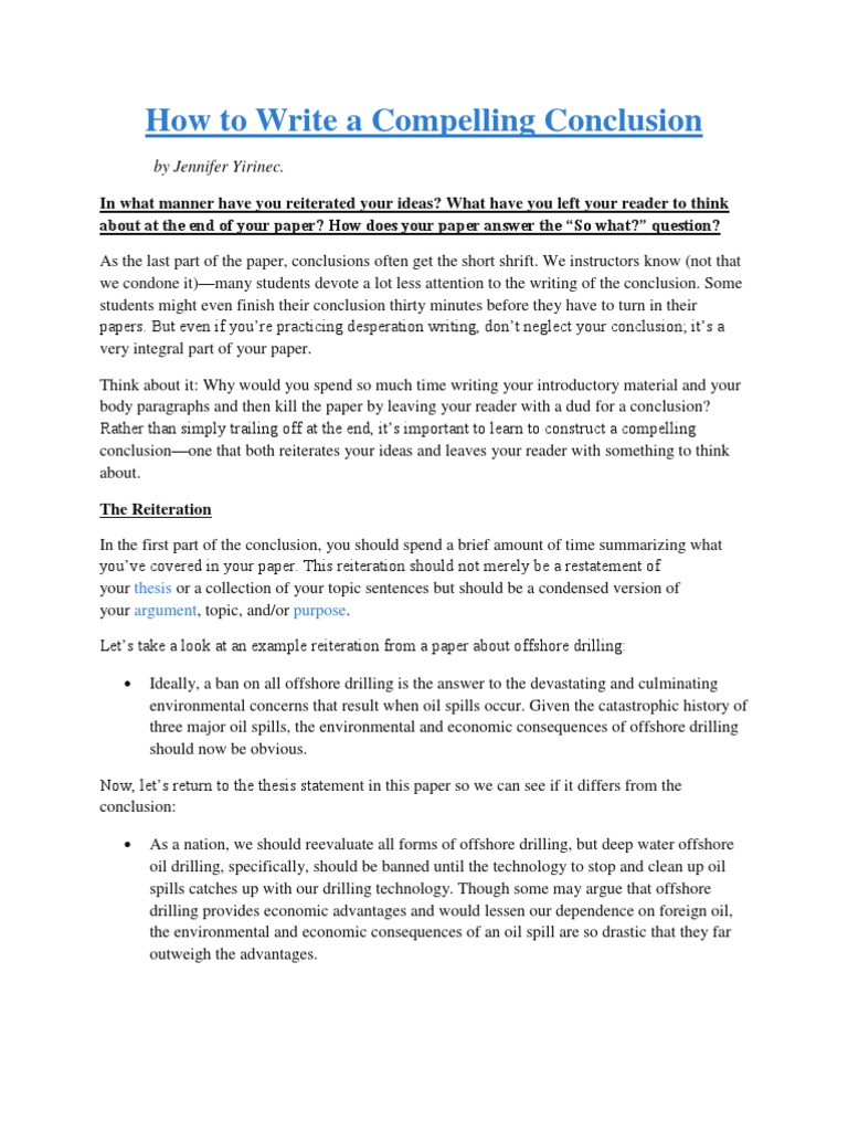 How To Write A Compelling Conclusion | PDF | Body Image | Argument