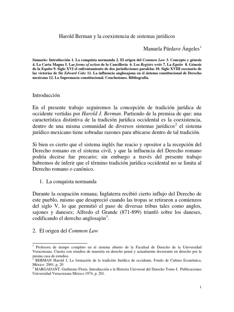Harold Berman y La Coexistencia de Sistemas Juridicos | PDF
