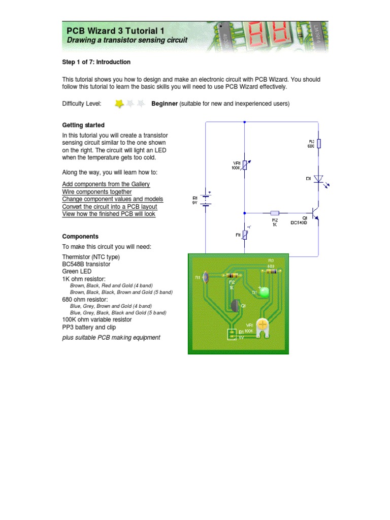 Tutorial 1 Drawing A Transistor Sensing Circuit | PDF