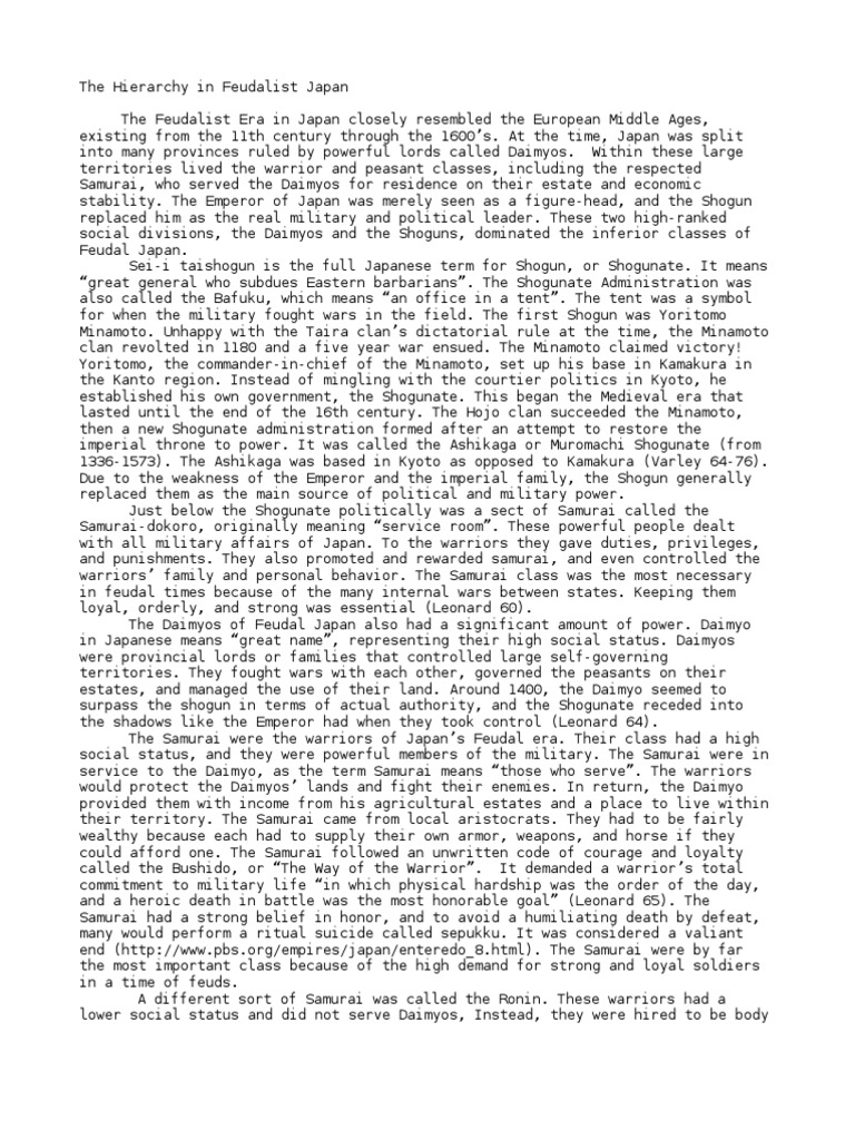 The Hierarchy of Feudalist Japan | PDF | Shogun | Samurai