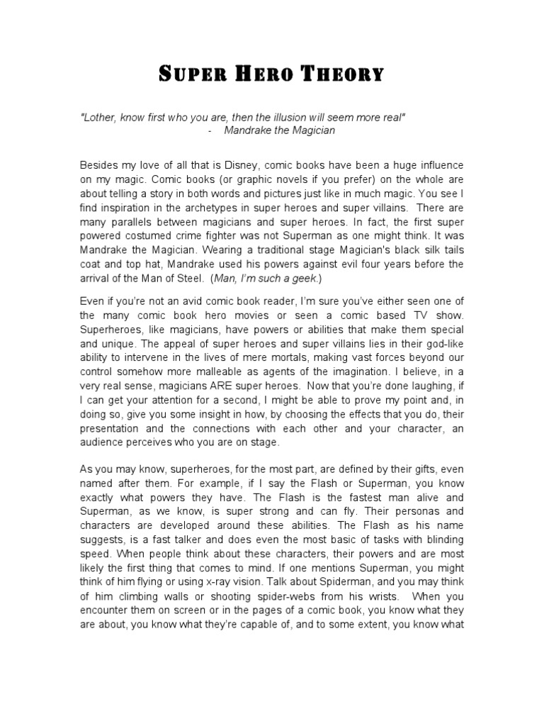 Super Hero Theory | PDF | Superheroes | Superman