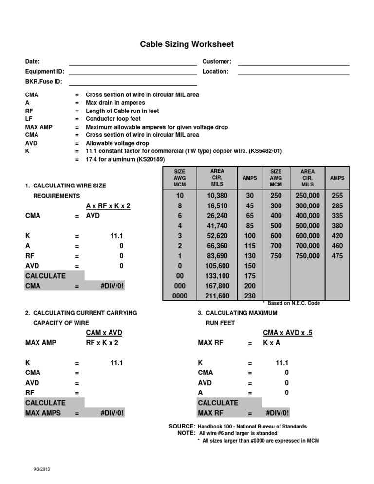 Cable Sizing Calculation | PDF