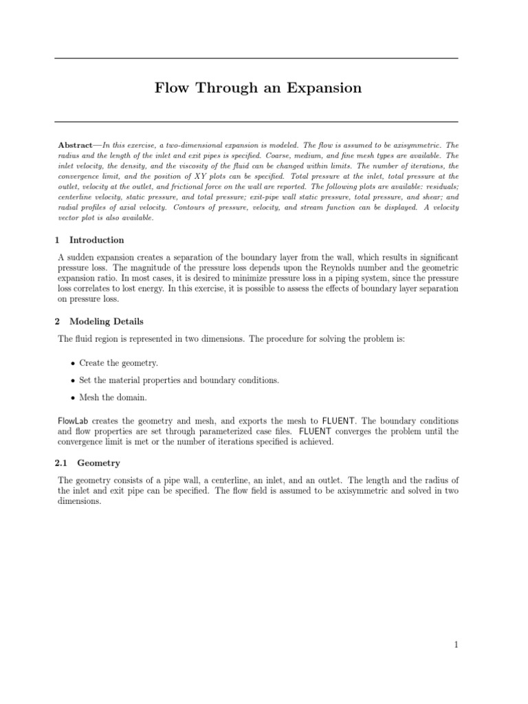 Sudden Expansion (Tutorial) | PDF | Reynolds Number | Turbulence