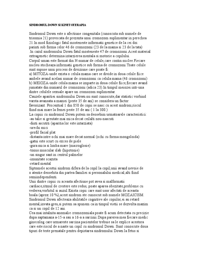 Sindromul Down Si Kinetoterapia | PDF