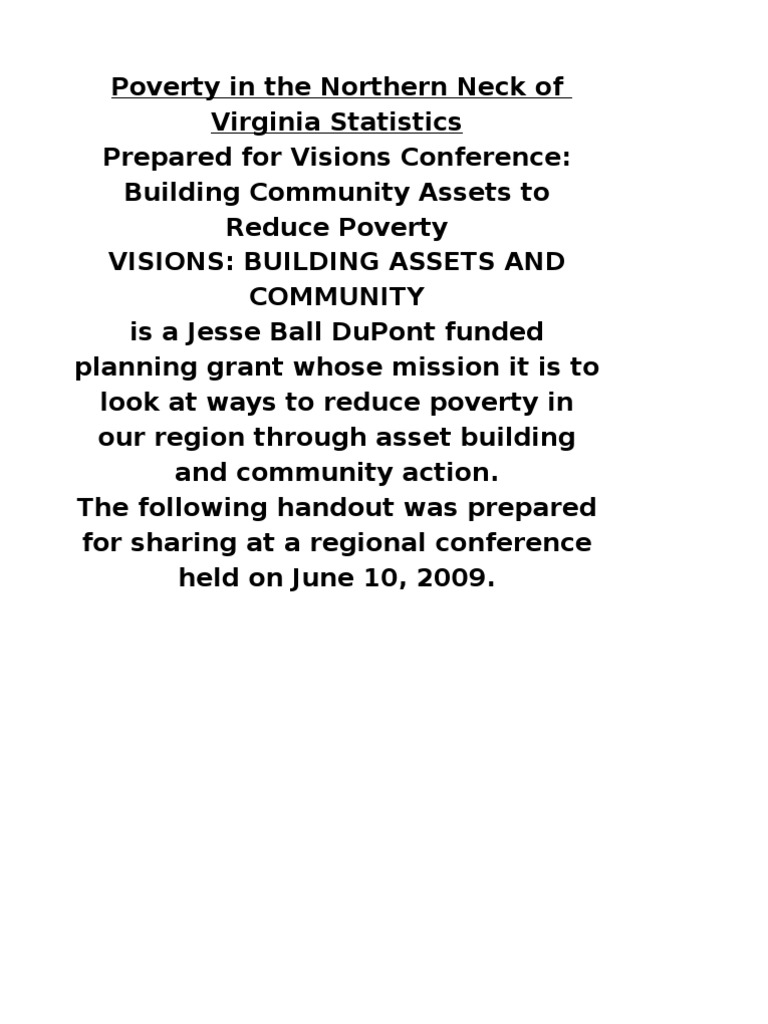 Poverty in The Northern Neck | PDF