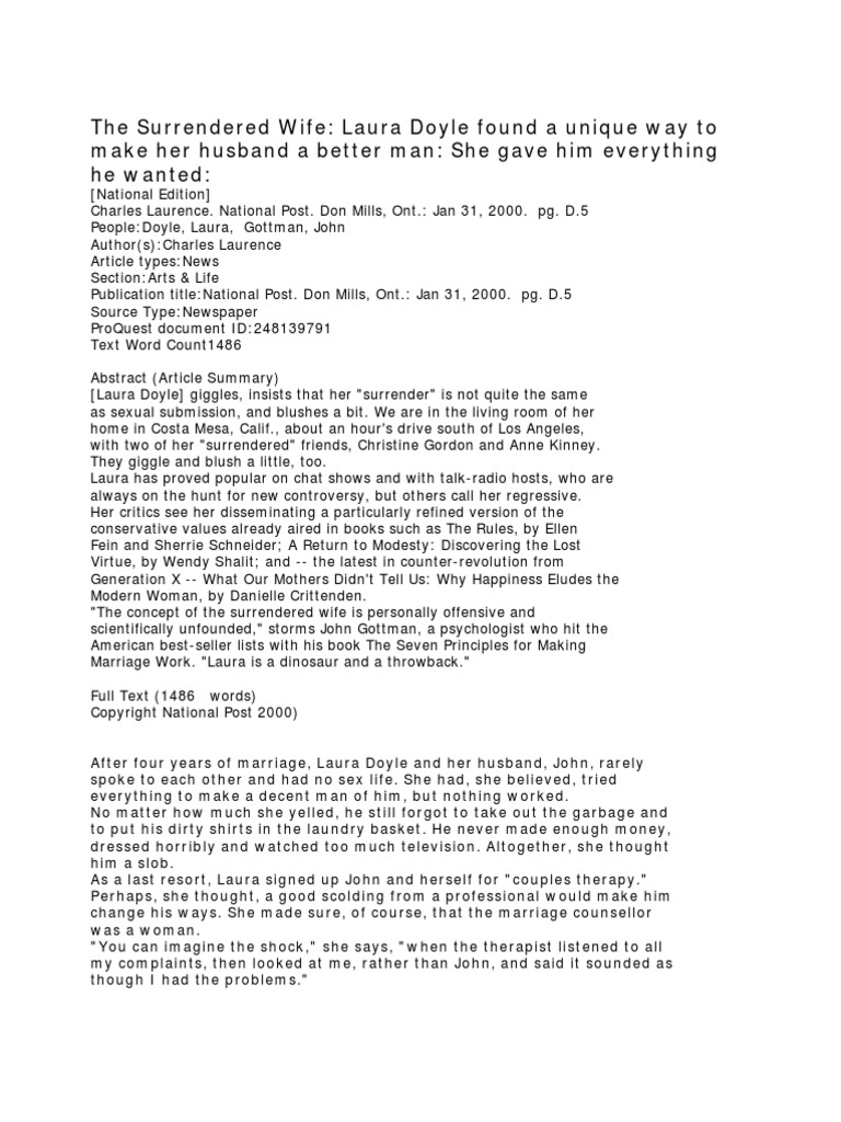 Surrendered Wife Natpost | PDF