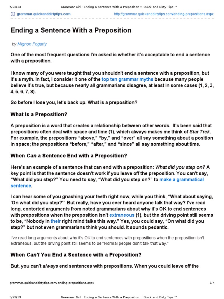 Ending a Sentence With a Preposition | Phrase | Preposition And ...