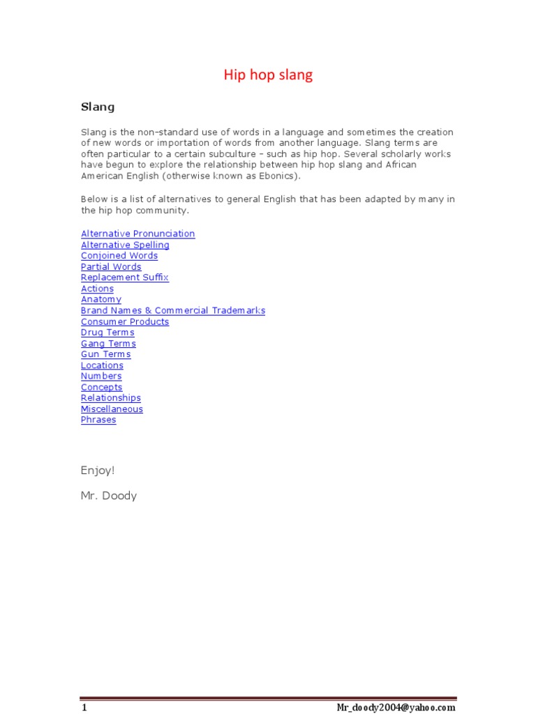 Hip Hop Slang | Hip Hop | Slang