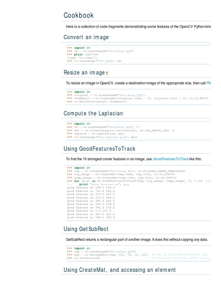Python Cookbook - Opencv v2 | PDF | Software Engineering | Areas Of Computer Science