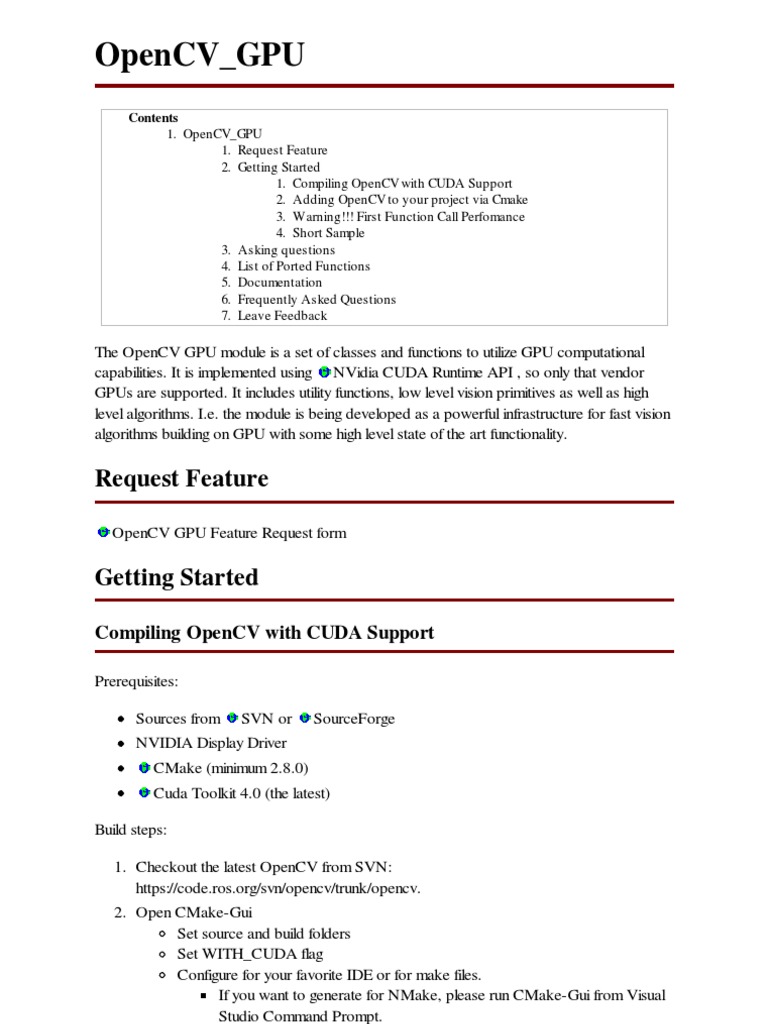 Opencv - Gpu - Opencv Wiki | PDF | Graphics Processing Unit | Software Engineering