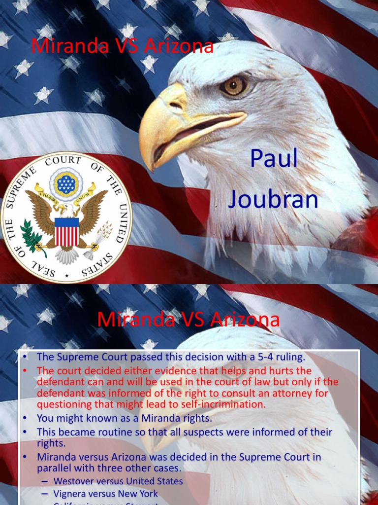 Miranda Vs Arizona Pdf Miranda V Arizona Miranda Warning