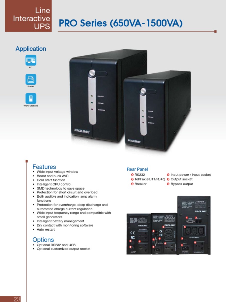 UPS Prolink PRO-Series | PDF | Battery (Electricity) | Power Supply