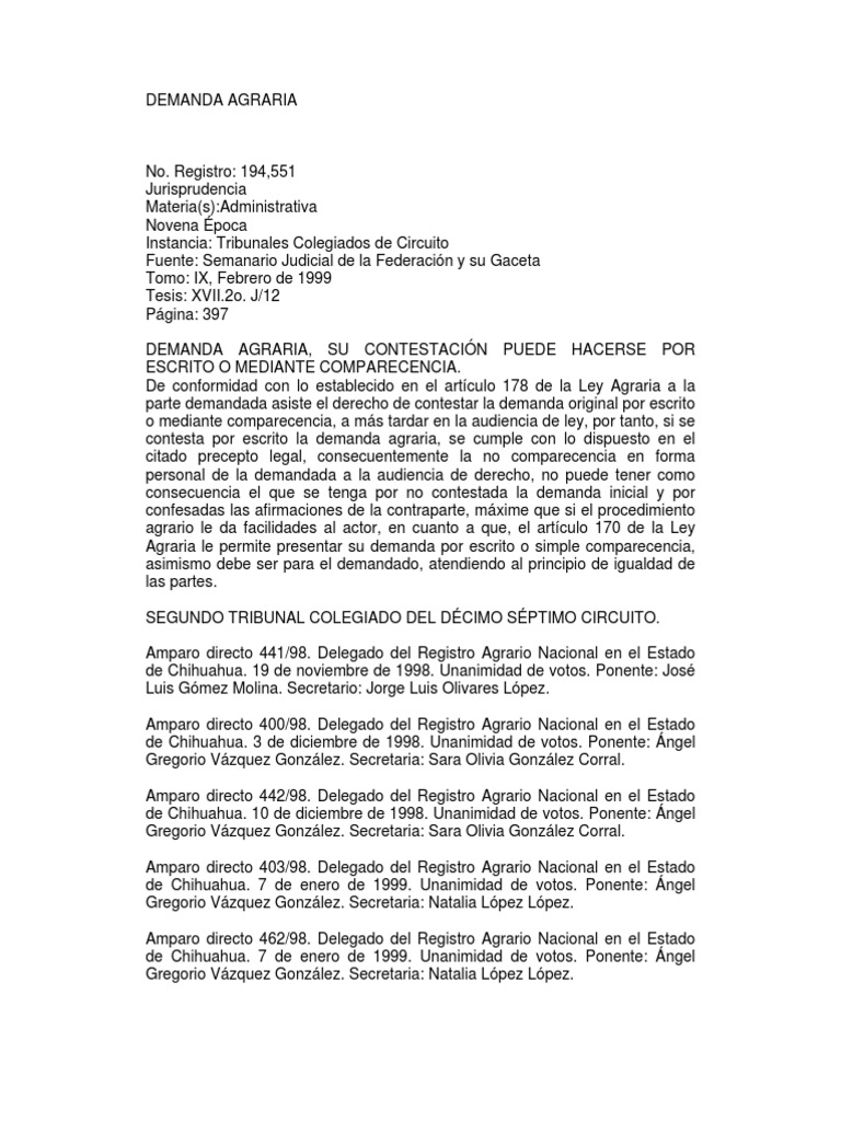 Demanda Agraria | PDF