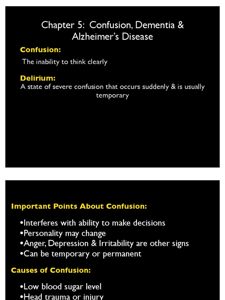 Chapter 5: Confusion, Dementia & Alzheimer's Disease | PDF | Dementia ...