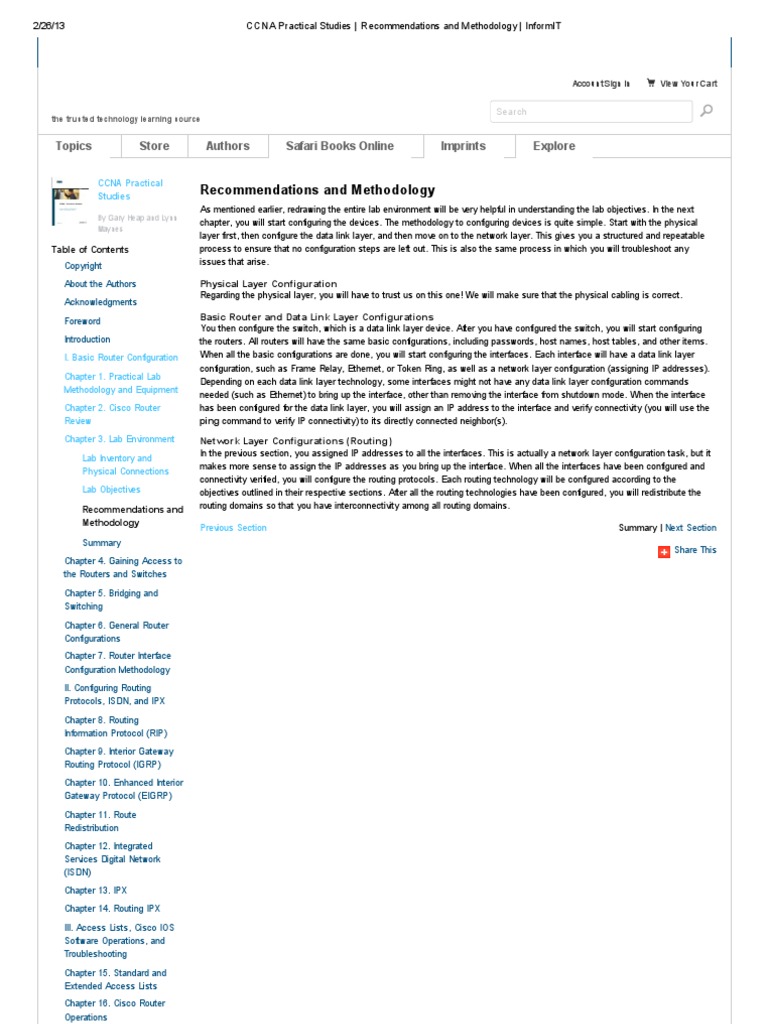 CCNA Practical Studies - Recommendations and Methodology - InformIT ...