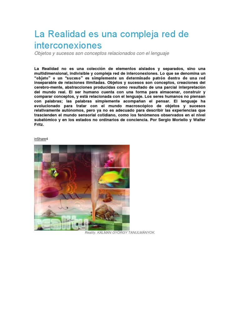 La Realidad Es Una Compleja Red de Interconexiones | PDF | Concepto ...