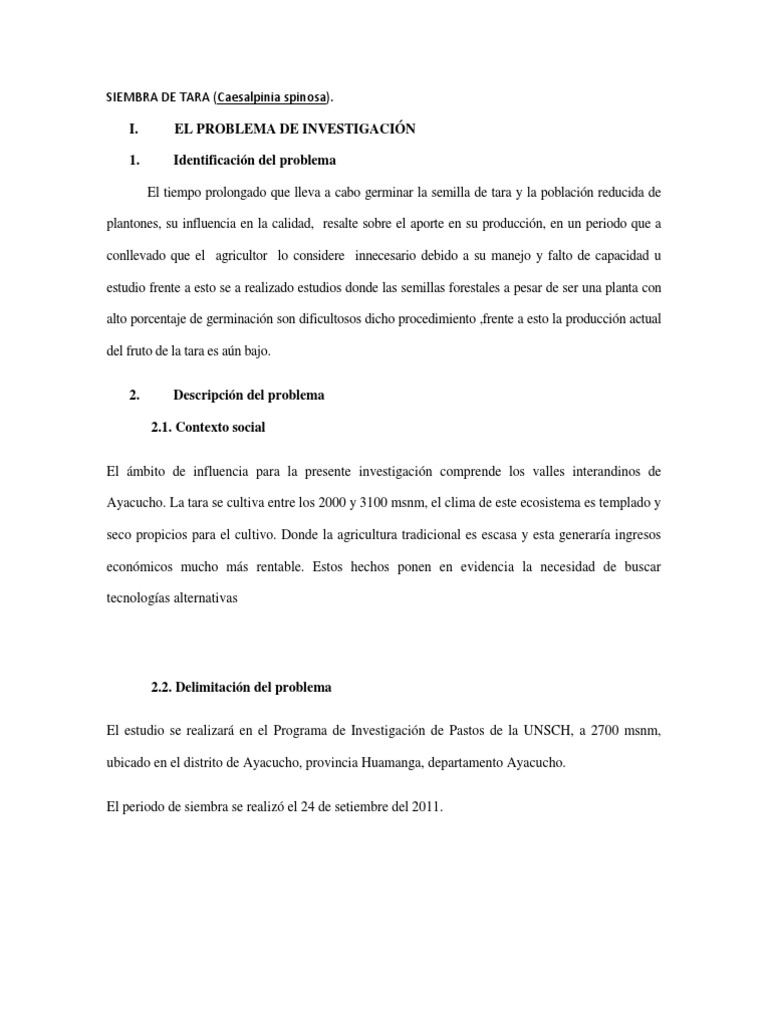 SIEMBRA DE TARA-práctica #01 | PDF | Siembra | Semilla
