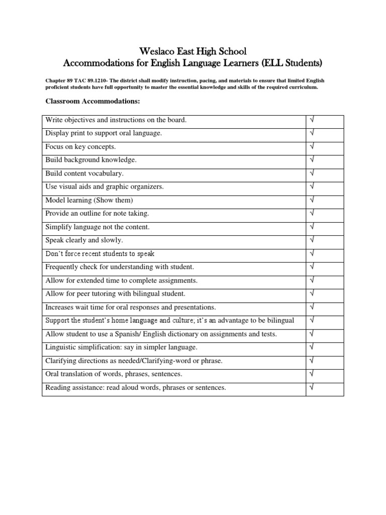 ELL Support at Weslaco East HS | PDF