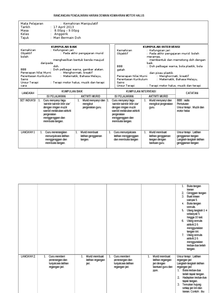 6 - RPH Domain Kemahiran Motor Halus | PDF
