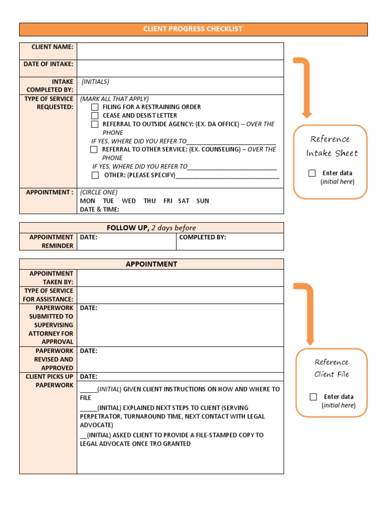 Legal Advocacy Client Progress Checklist | PDF