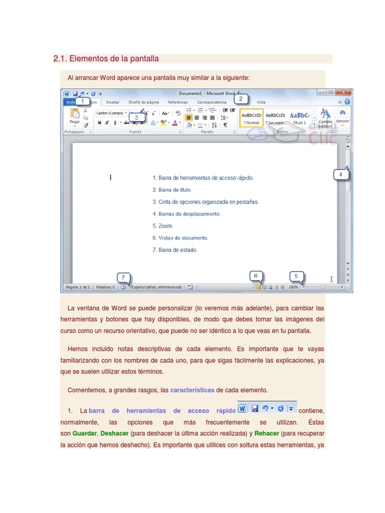 Partes de la Interfaz de Word 2016 | PDF | Point and Click | Ventana ...