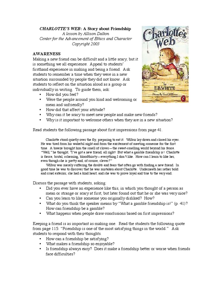 AA AllisonDalton CharlottesWeb LessonPlan 10pp | PDF