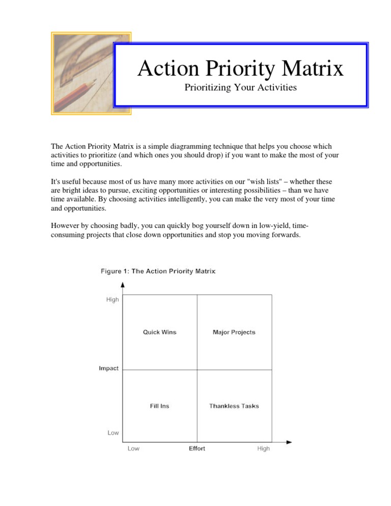 Action Priority Matrix: Prioritizing Your Activities | PDF