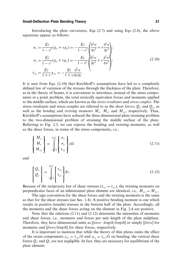 Small-Deflection Plate Bending Theory 21 | PDF | Stress (Mechanics ...
