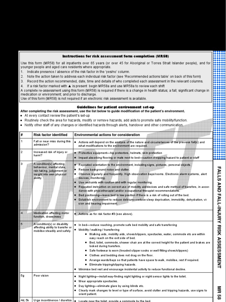 Fall Risk Assessment Form (MR58) | PDF | Physical Therapy | Osteoporosis