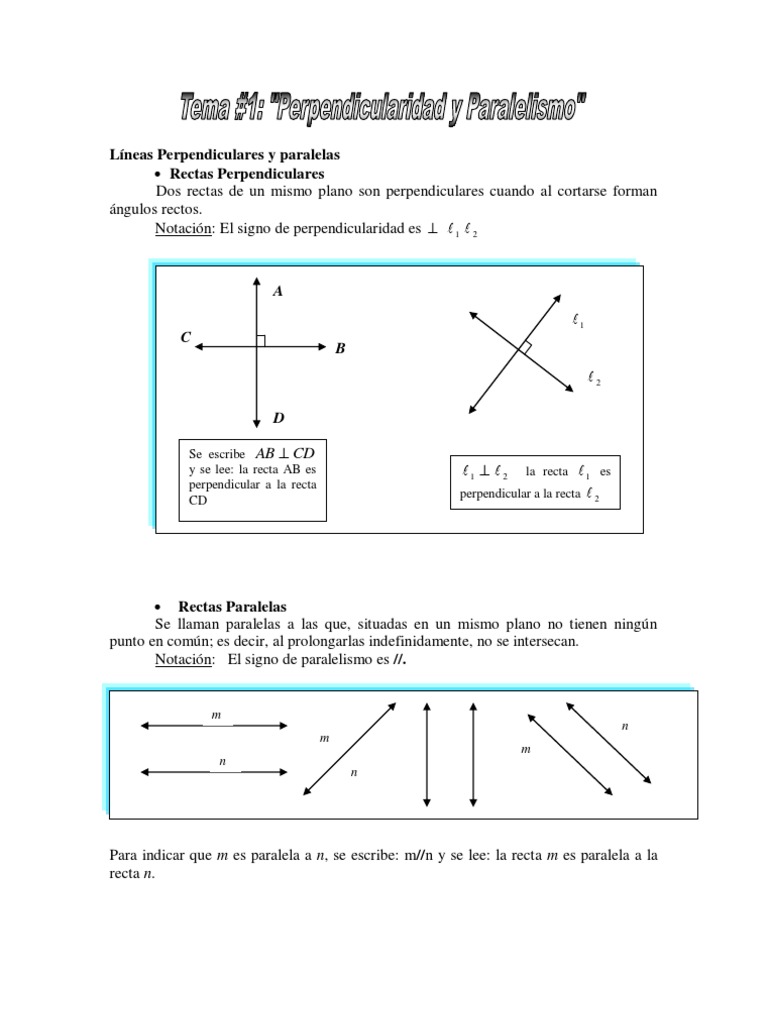 Líneas Perpendiculares y Paralelas | PDF | Perpendicular | Geometría