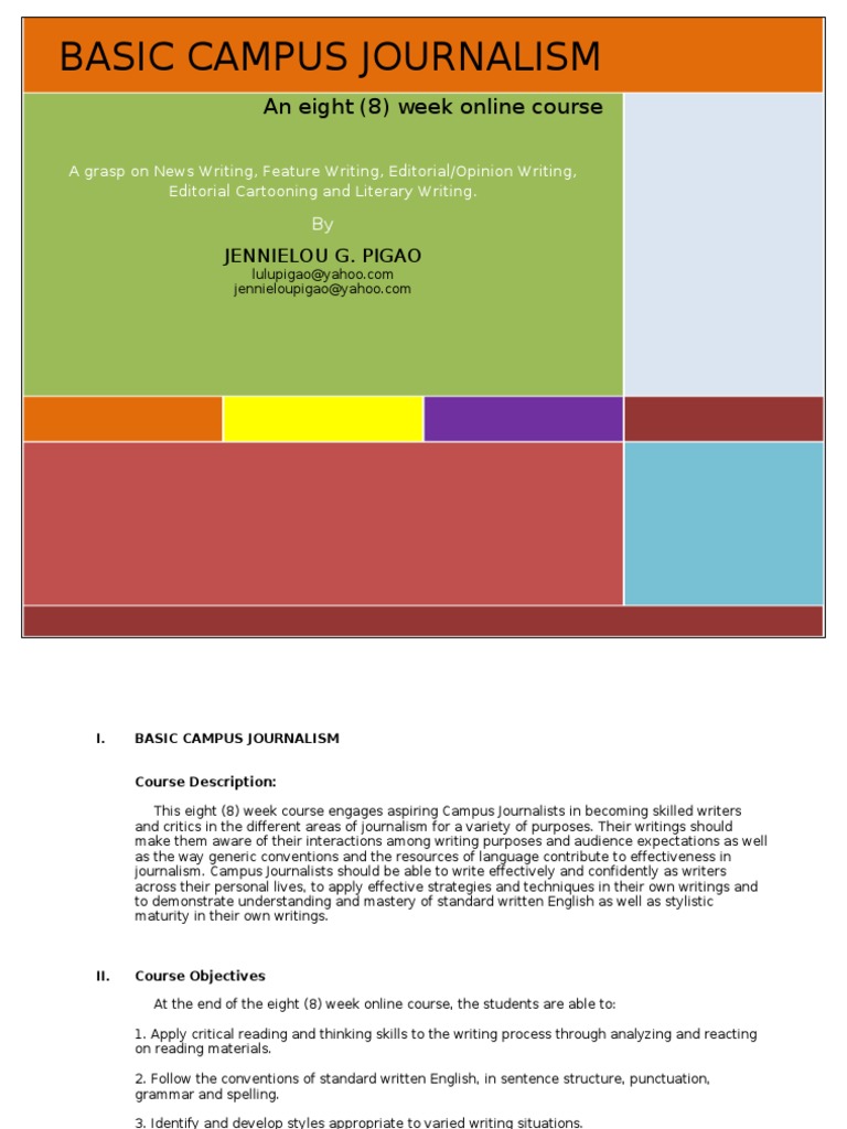 Basic Campus Journalism Syllabus Final | PDF | Journalism | Journalist