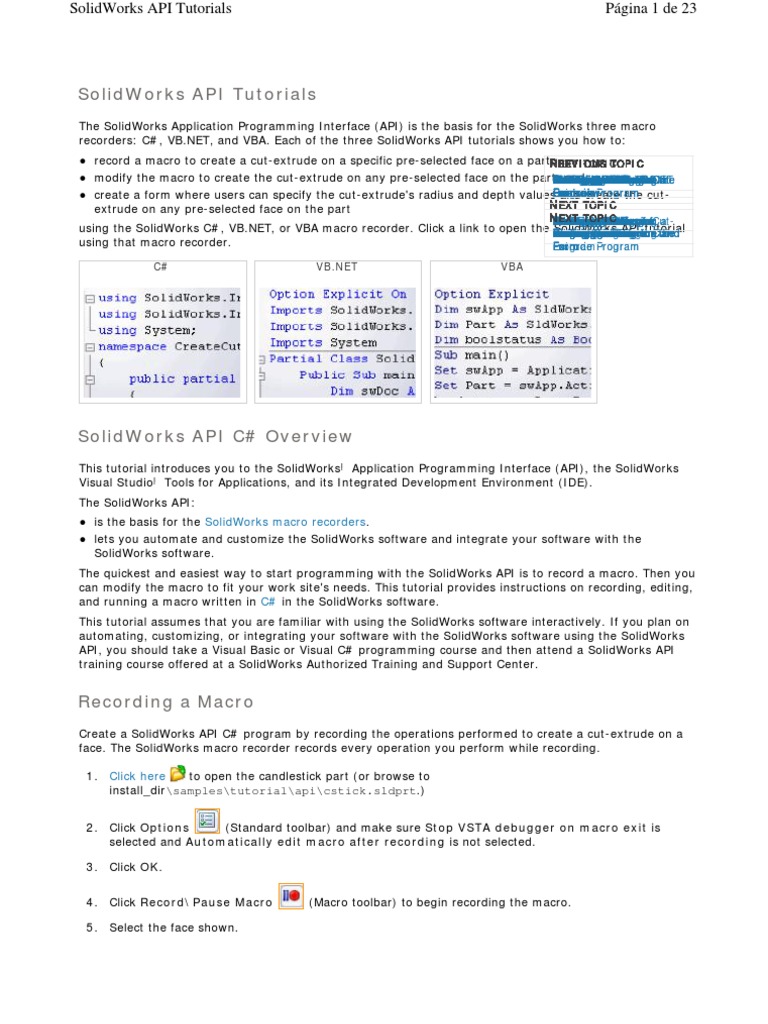 Api Solidworks Pdf Visual Basic For Applications Macro Computer Science
