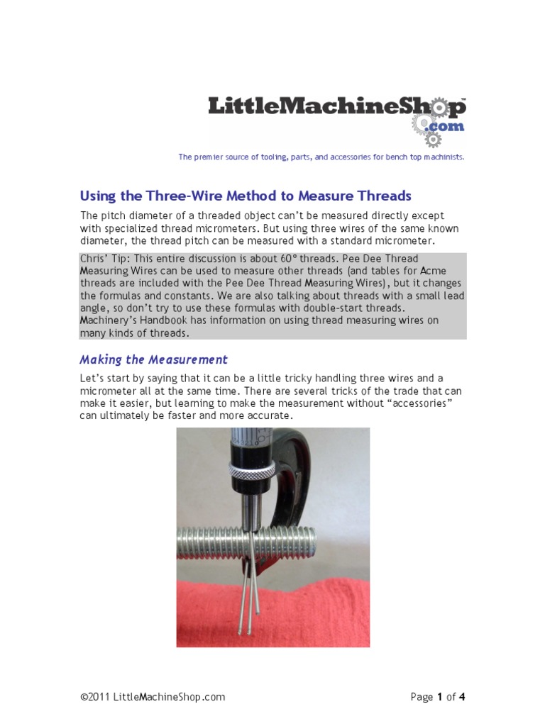 Three Wire Method | PDF | Screw | Teaching Mathematics