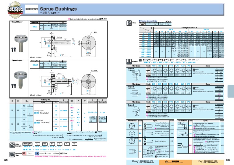 Sprue Bushing JIS A Type 625-626 | PDF | Engineering Tolerance | Industries