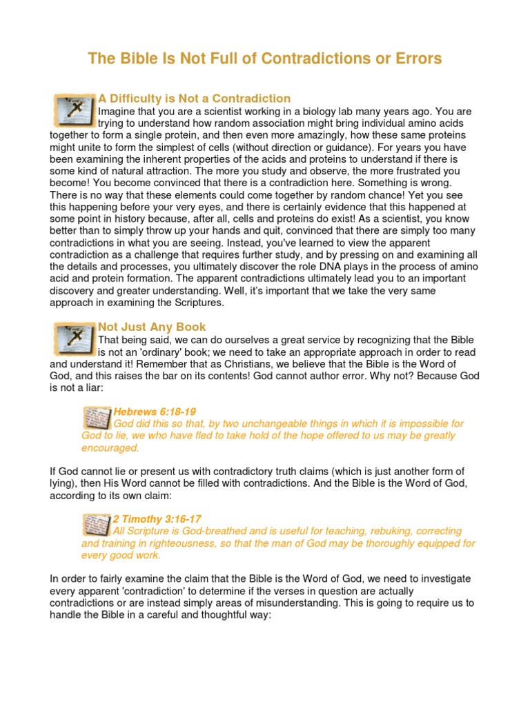 Resolving Apparent Contradictions in Scripture: Examining Difficult ...