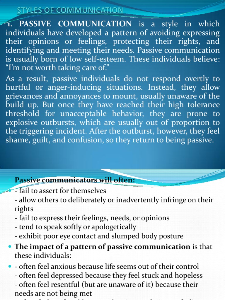 Styles of Communication | PDF | Anger | Self Esteem