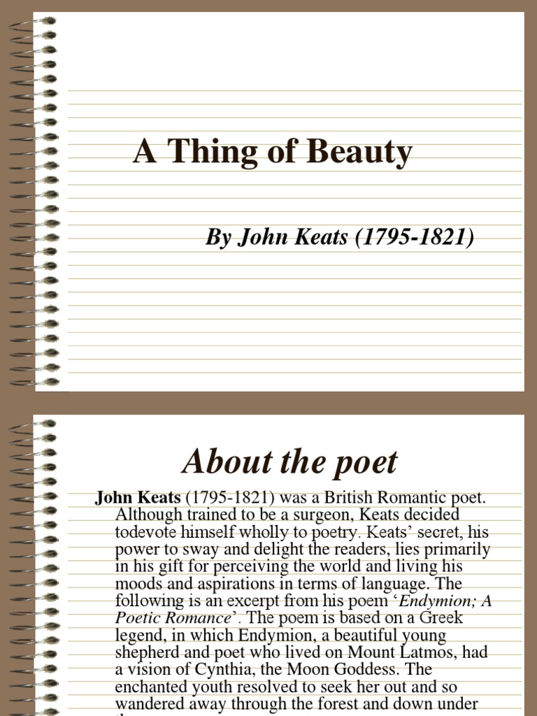 A Thing of Beauty | PDF | John Keats | Poetry