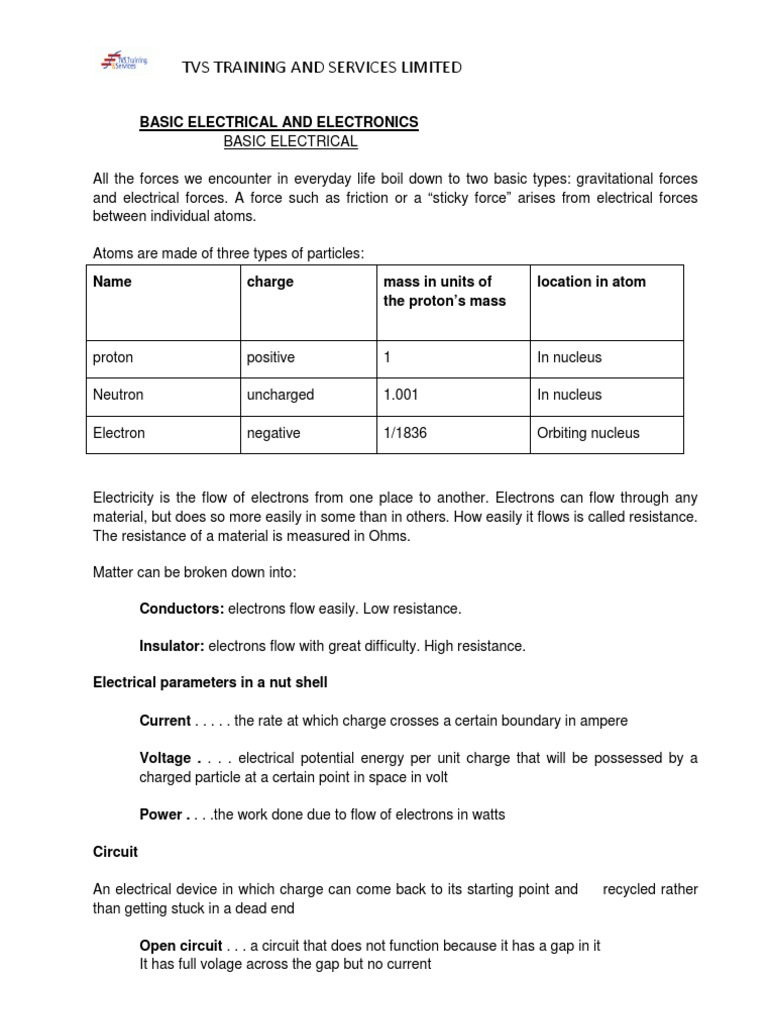 Handout Basic Electrical and Electronics Allison | PDF | Series And ...