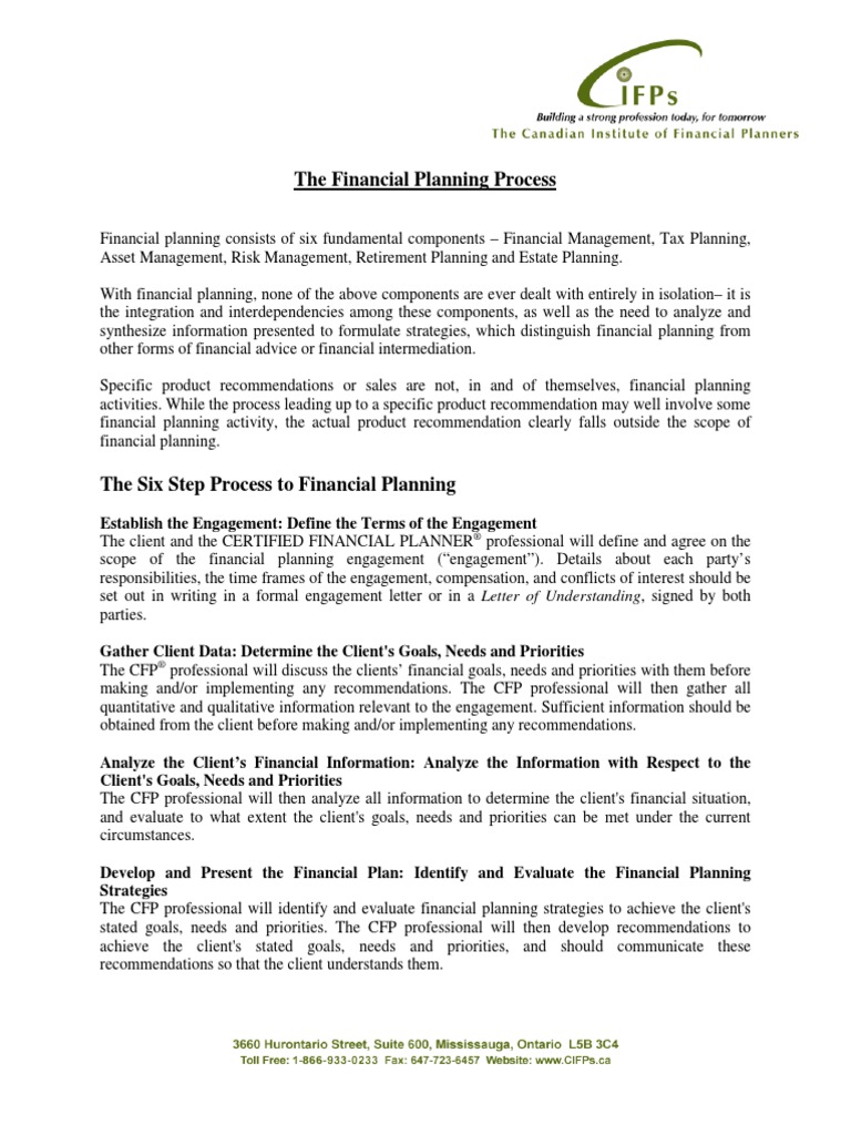 The Six Step Process To Financial Planning PDF | PDF | Financial Plan ...