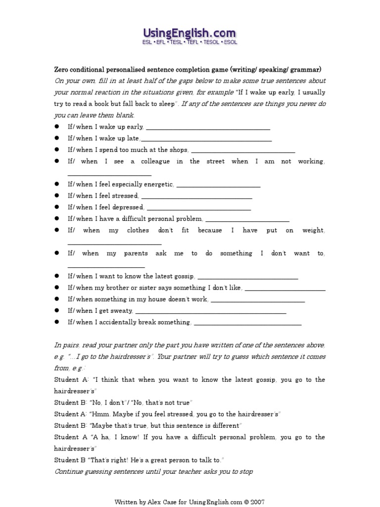 Zero Conditional Completion Game | PDF | Morphology | Communication